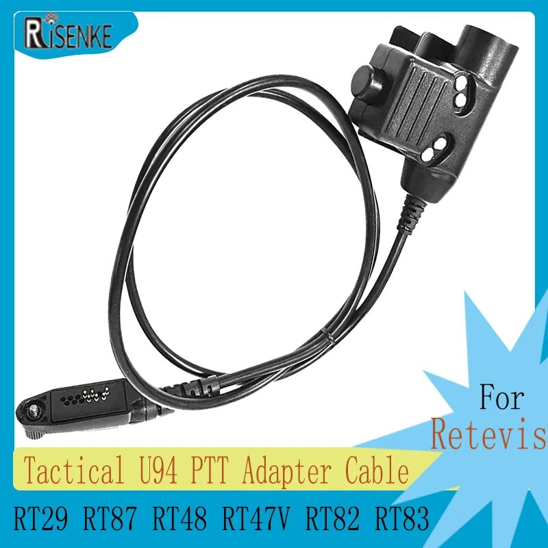 Кабель-адаптер RISENKE-Tactical PTT для Retevis RT29, RT87, RT48, RT47V, RT82, RT83, Motorola GP328Plus, E980, M6