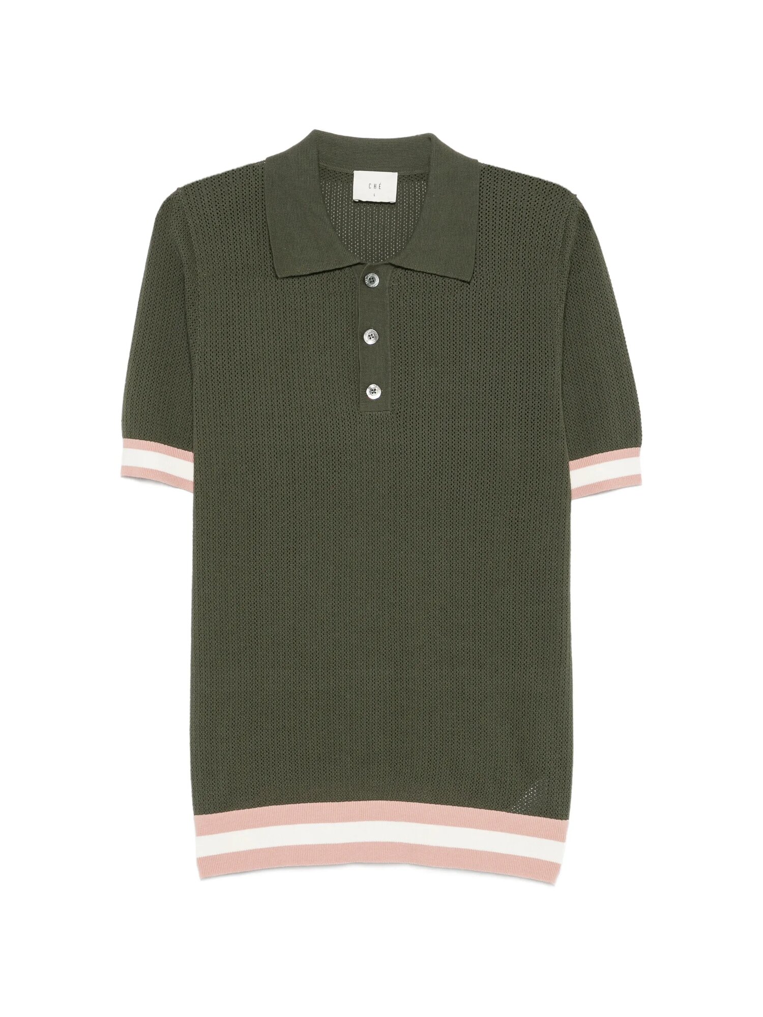 Рубашка Stripe-trim pointelle-knit polo shirt