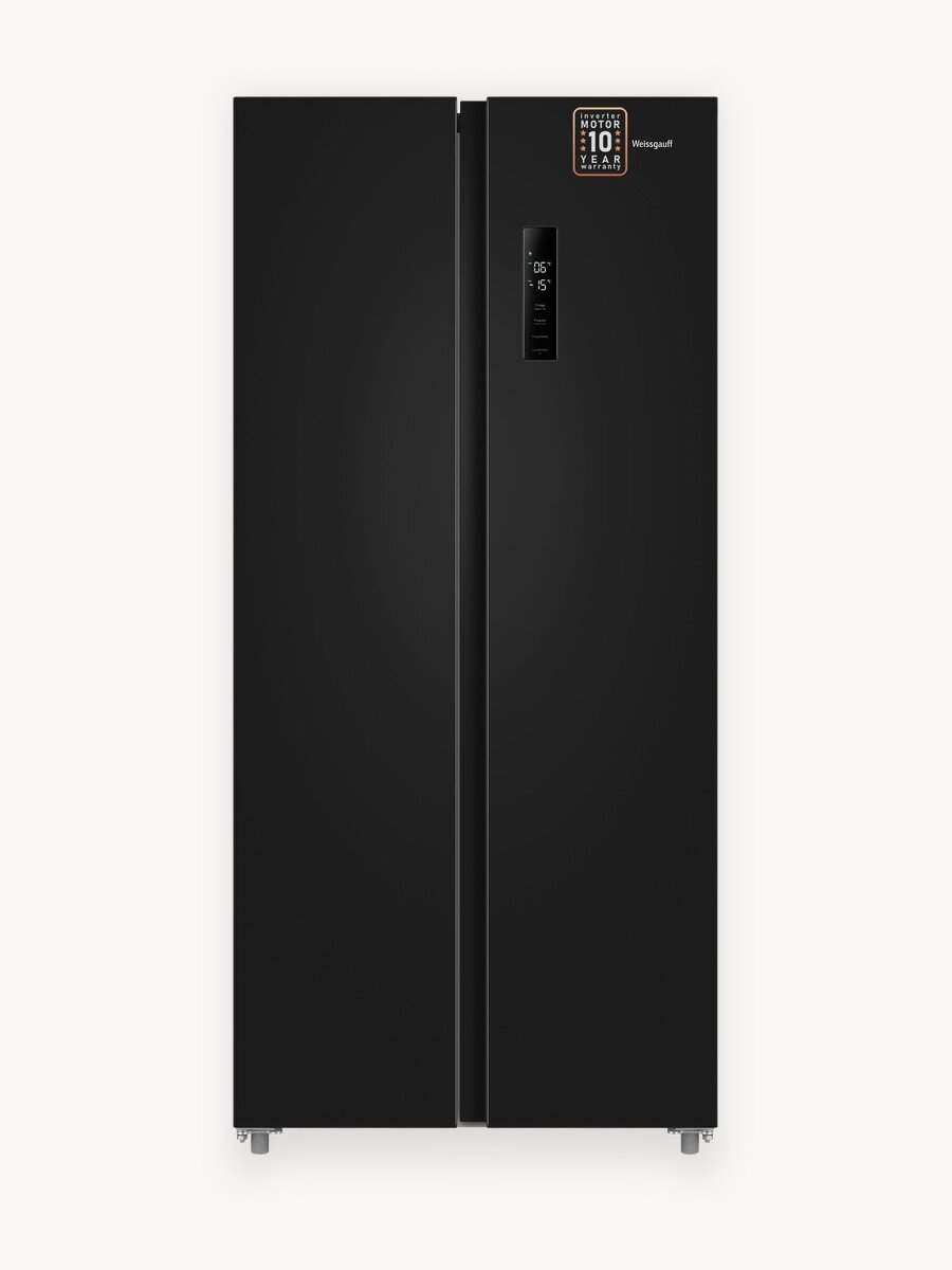Отдельностоящий холодильник Side by Side с инвертором Weissgauff WSBS 500 Inverter NoFrost Black, двухдверный