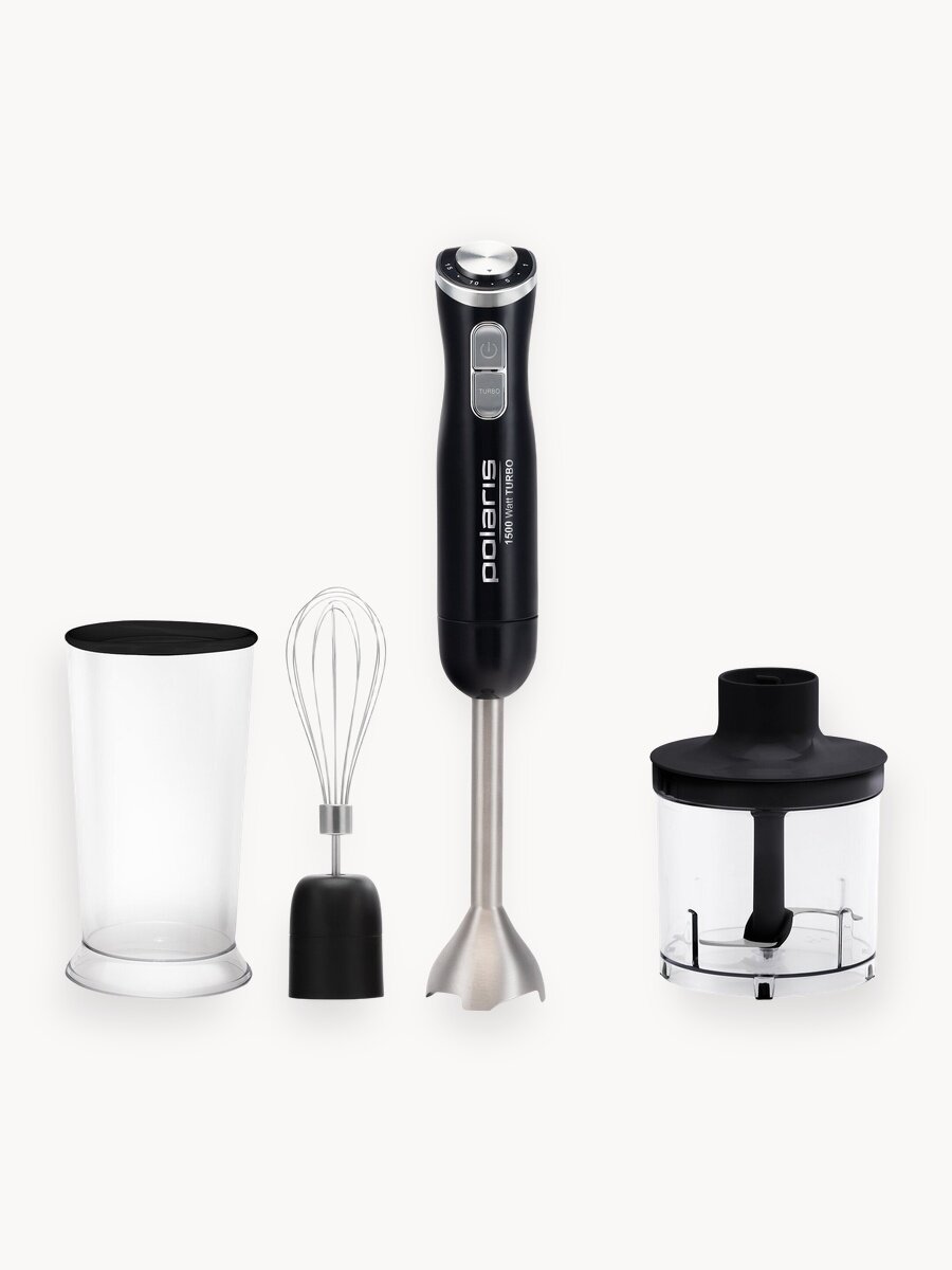 Блендер погружной мощный с измельчителем Polaris PHB 1594, черный