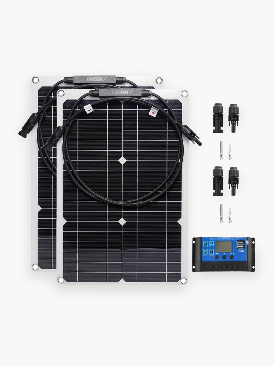 Солнечный комплект 600 Вт для дома и кемпинга 2pcs panel and 100A