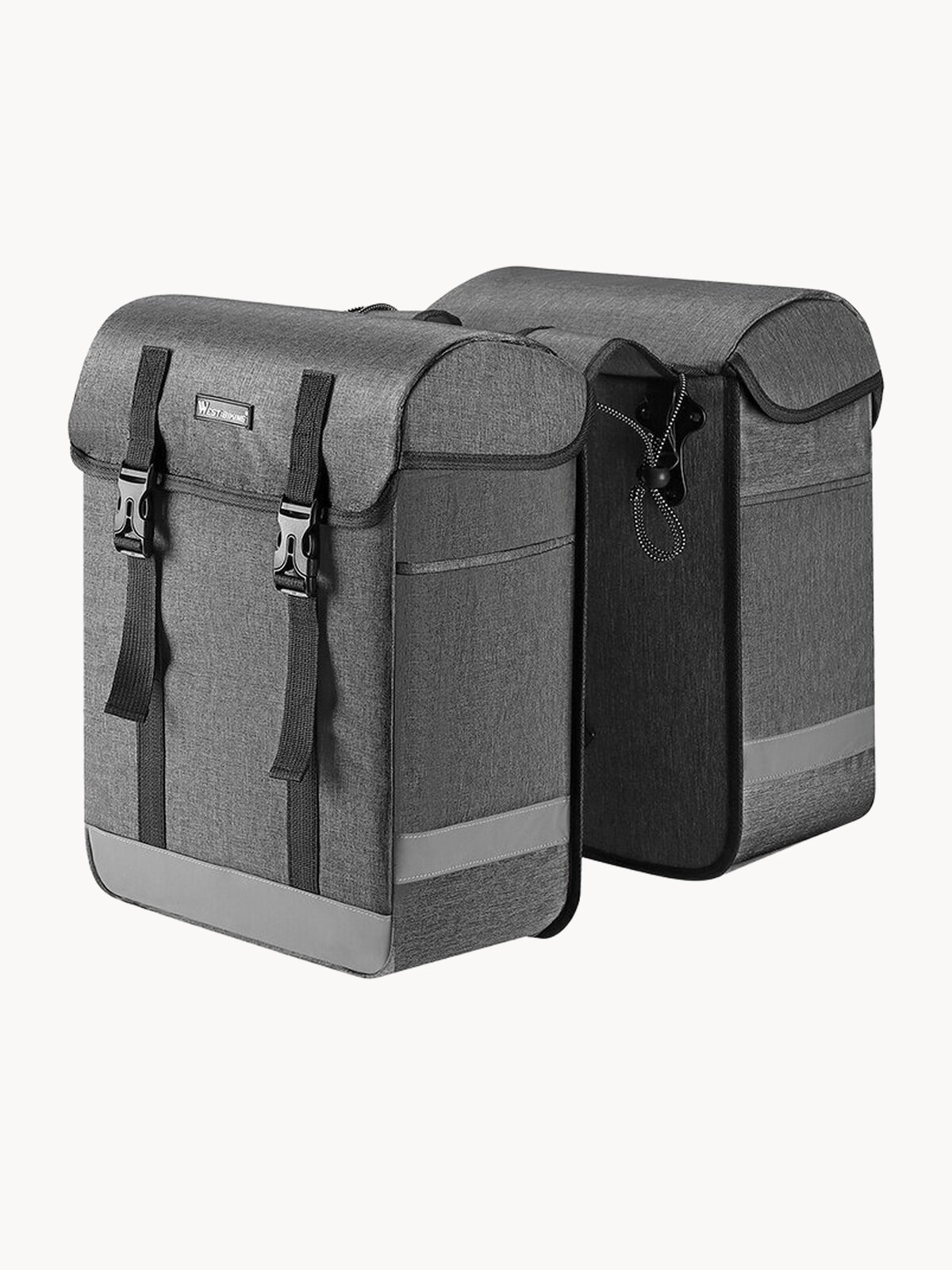 Велосумка West Biking Двойная большая (33л) на багажник велосипеда цвет серый