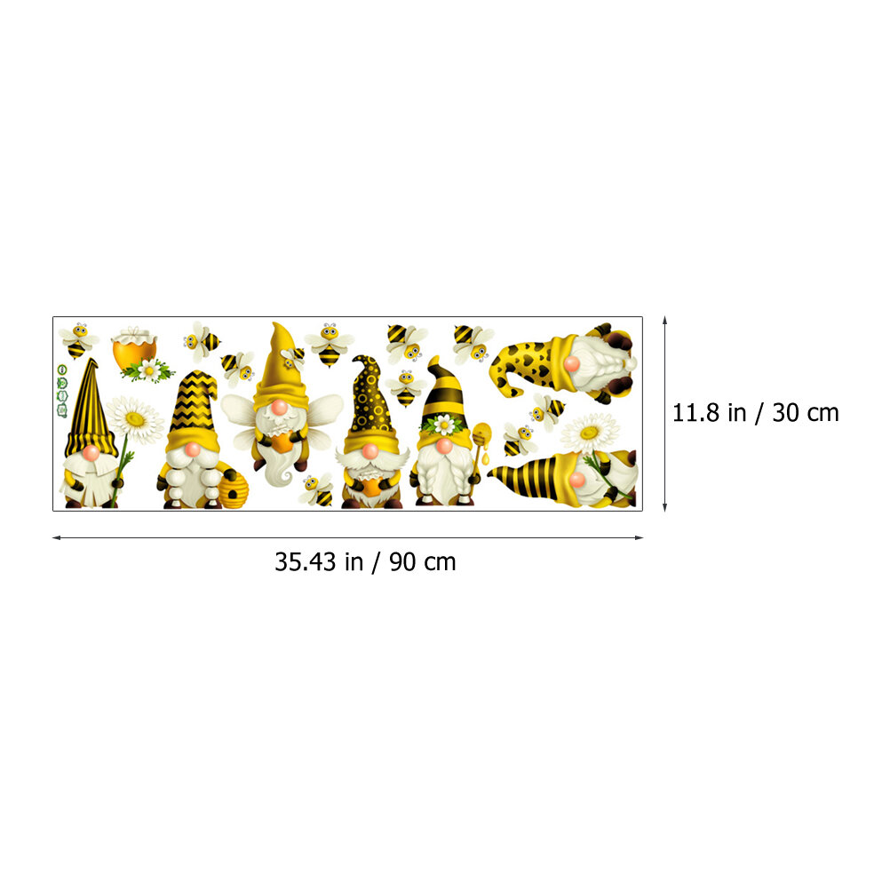 Наклейки Для Окон С Гномами Весенние Узоры Из Безопасного PVC 90X30Cm