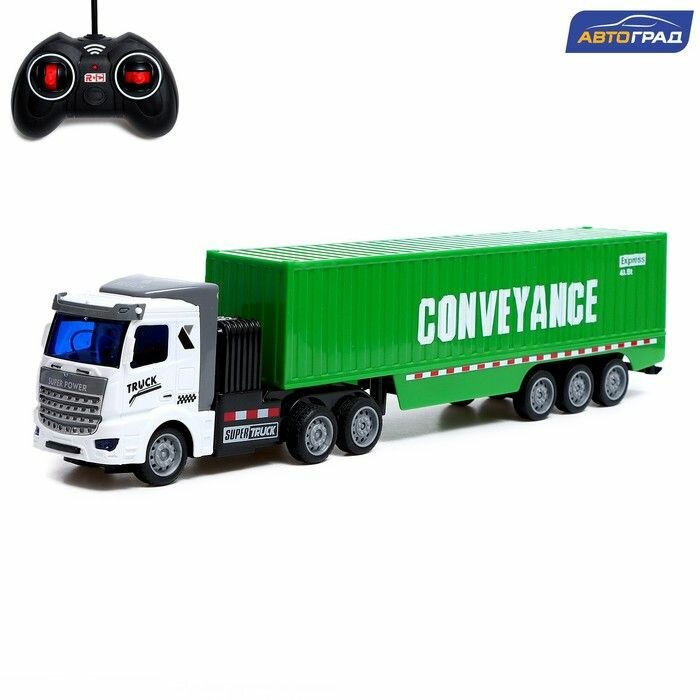 Грузовик радиоуправляемый Автоград "Контейнеровоз", масштаб 1:48, свет, работает от аккумулятора (JC20-13B)