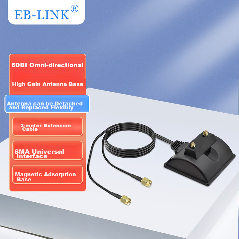 EB-LINK PCIE Wireless Network Card Extension Antenna Base, WIFI Dual-Band 2.4G/5G Antenna Router, SMA High-Gain [Antenna Not Included], 2 Meters