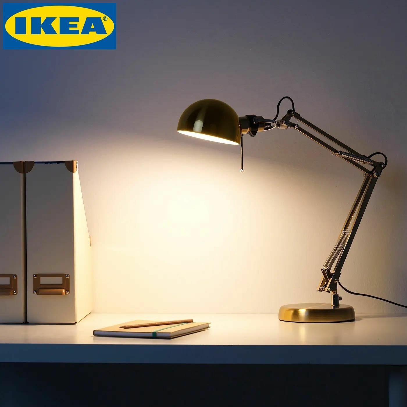 Лампа настольная икеа бирюзовая для школьника / Светильник офисный настольный направленный IKEA FORSA