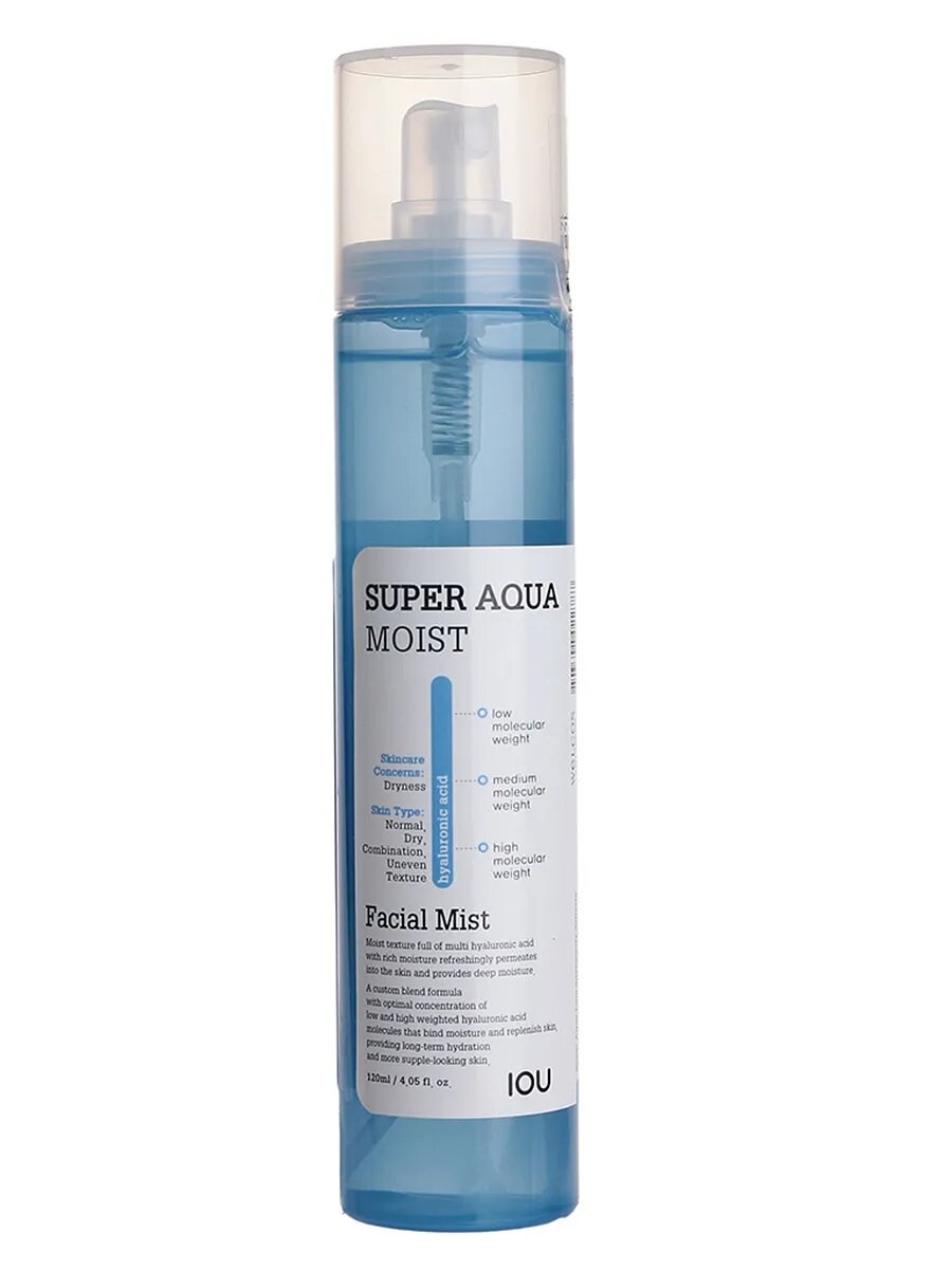 Спрей для лица Welcos IOU Super Aqua Moist, увлажняющий, с гиалуроновой кислотой, 120 мл