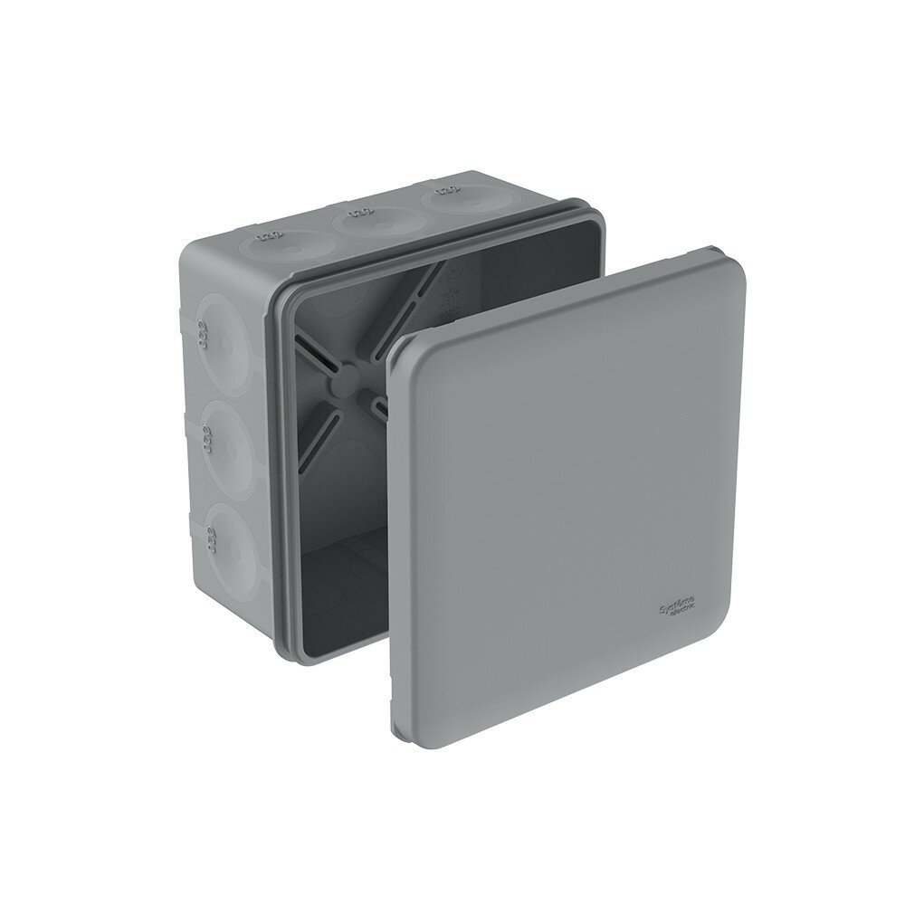 Коробка распределительная Systeme Electric с мембранными вводами IP66 100х100х50 мм, серая со стикером, под пистолет, MultiBox