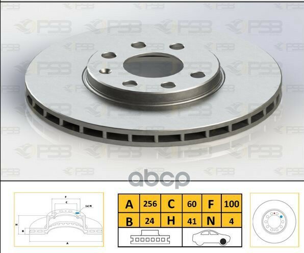 Диск тормозной перед OPEL Astra G-MK IV 98-04, Zafira 99-, Astra Cabrio 98-, Astra Van 98-04 PSB арт. 27131