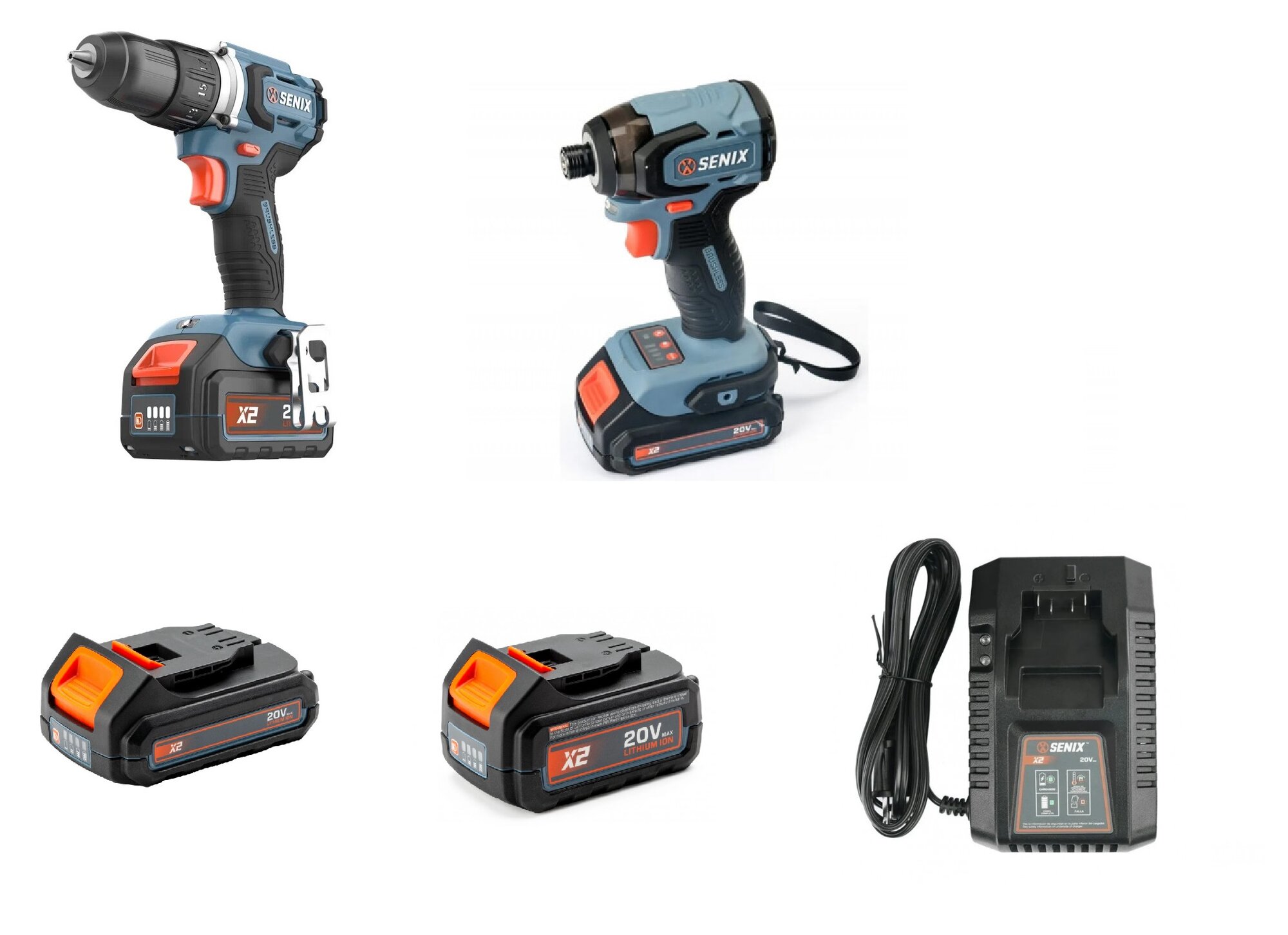 Набор SENIX COMBO Винтоверт ударный, дрель-шуруповерт, АКБ 2Ач, АКБ 5Ач, ЗУ 4Ач
