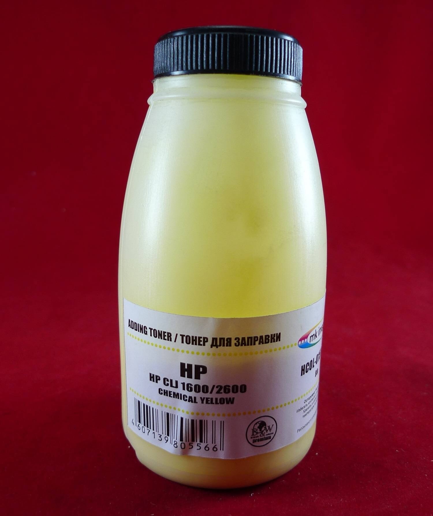 Тонер HP CLJ 1600/2600 Yellow, химический (фл. 80г) B&W Premium (Mitsubishi) фас. России