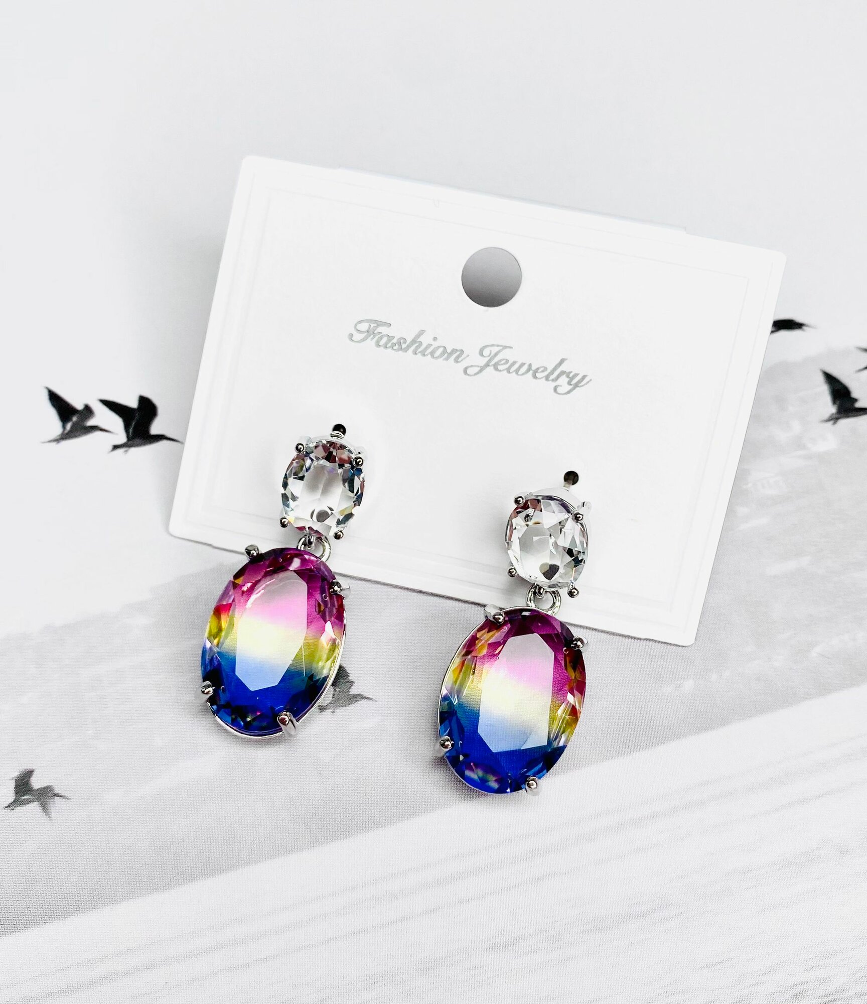 Серьги, искусственный камень