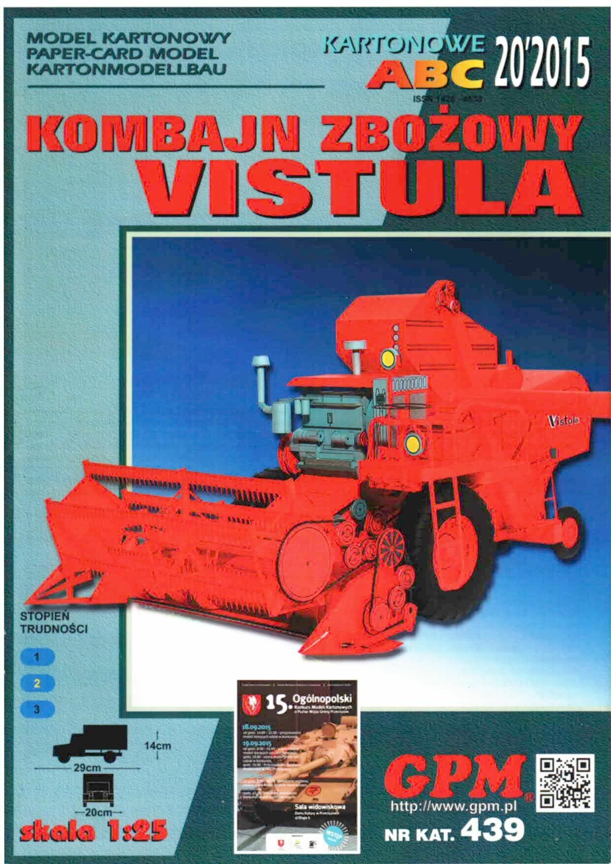 Сборная бумажная модель Комбайн Kombajn Zbozowy Vistula - GPM №20/15 (Журнал+лазерная резка)