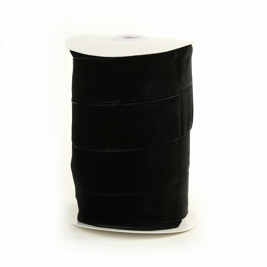 Лента бархатная TBY38VR03 нейлон шир.38мм цв. черный уп.22,86м (+-1м)
