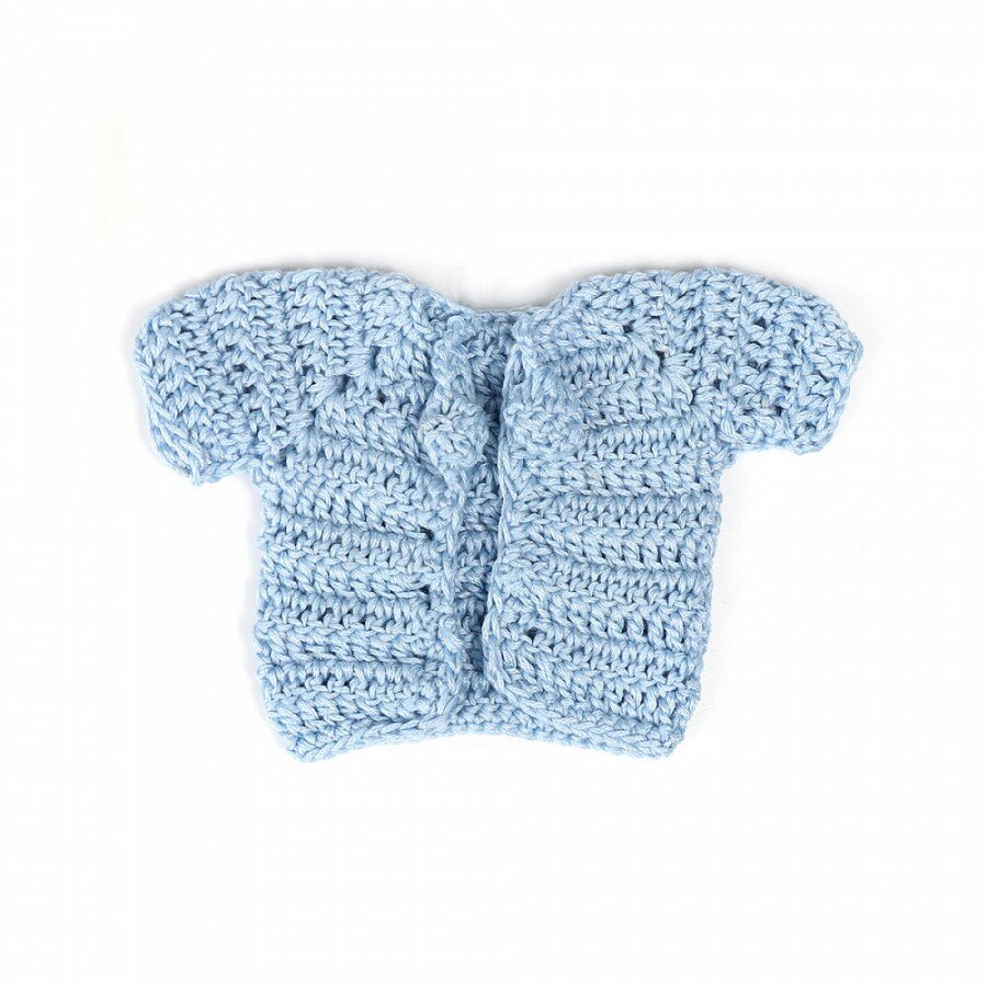 Кофта вязаная мини (ручная вязка) КЛ.29560 ширина 8см длина 9см рукав 5см цв. голубой