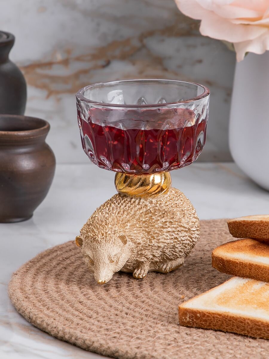 Фруктовница-конфетница из мрамора и стекла на ножке BOGACHO с ежиком