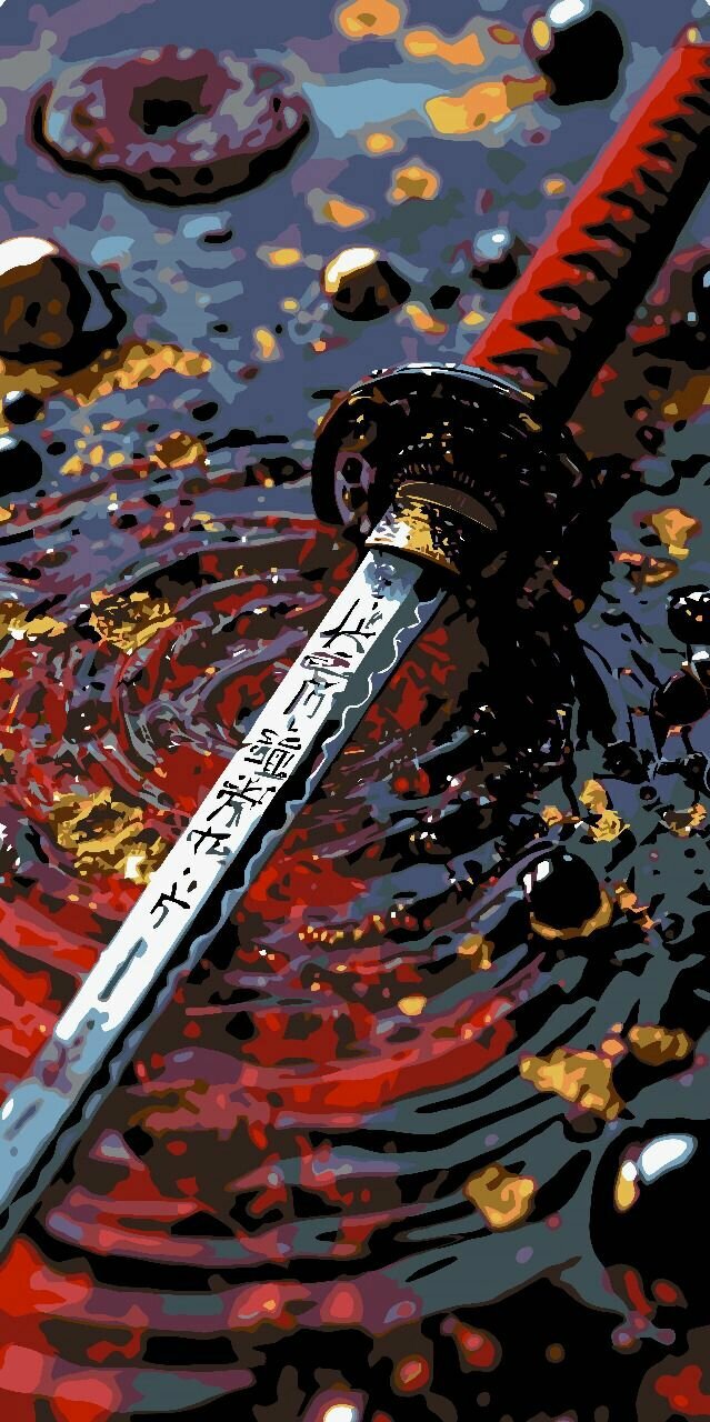 Картина по номерам S332 "Самурайский меч" 40x80 см