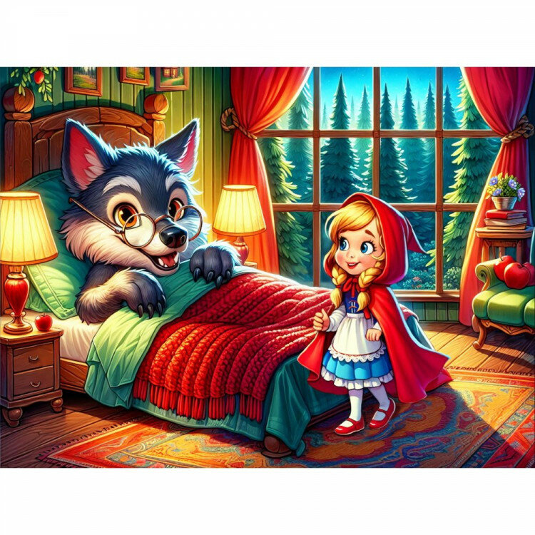 Пазл 104 элемента Красная шапочка и серый волк (РК) арт. УК104-1986