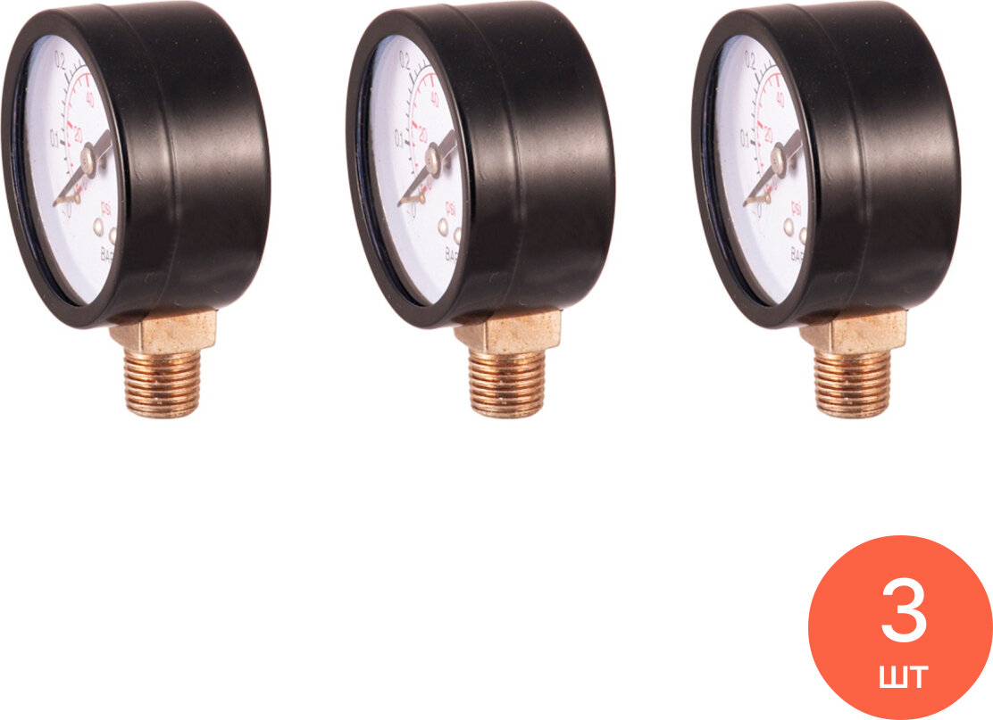 Манометр давления воды Jemix / Джемикс XPS-R с боковым подключением, механический, из штампованной стали, 6бар, 1/4дюйм / измерительные инструменты (комплект из 3 шт)