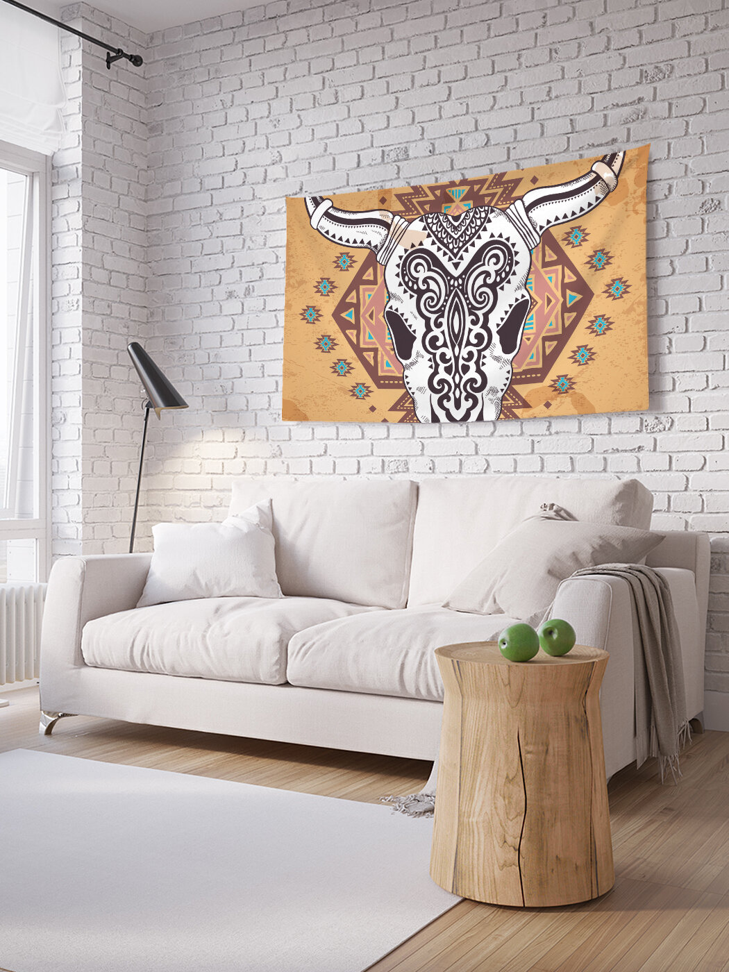 Фотопанно на стену горизонтальный постер 100х150 "Орнаментальный череп быка", JoyArty