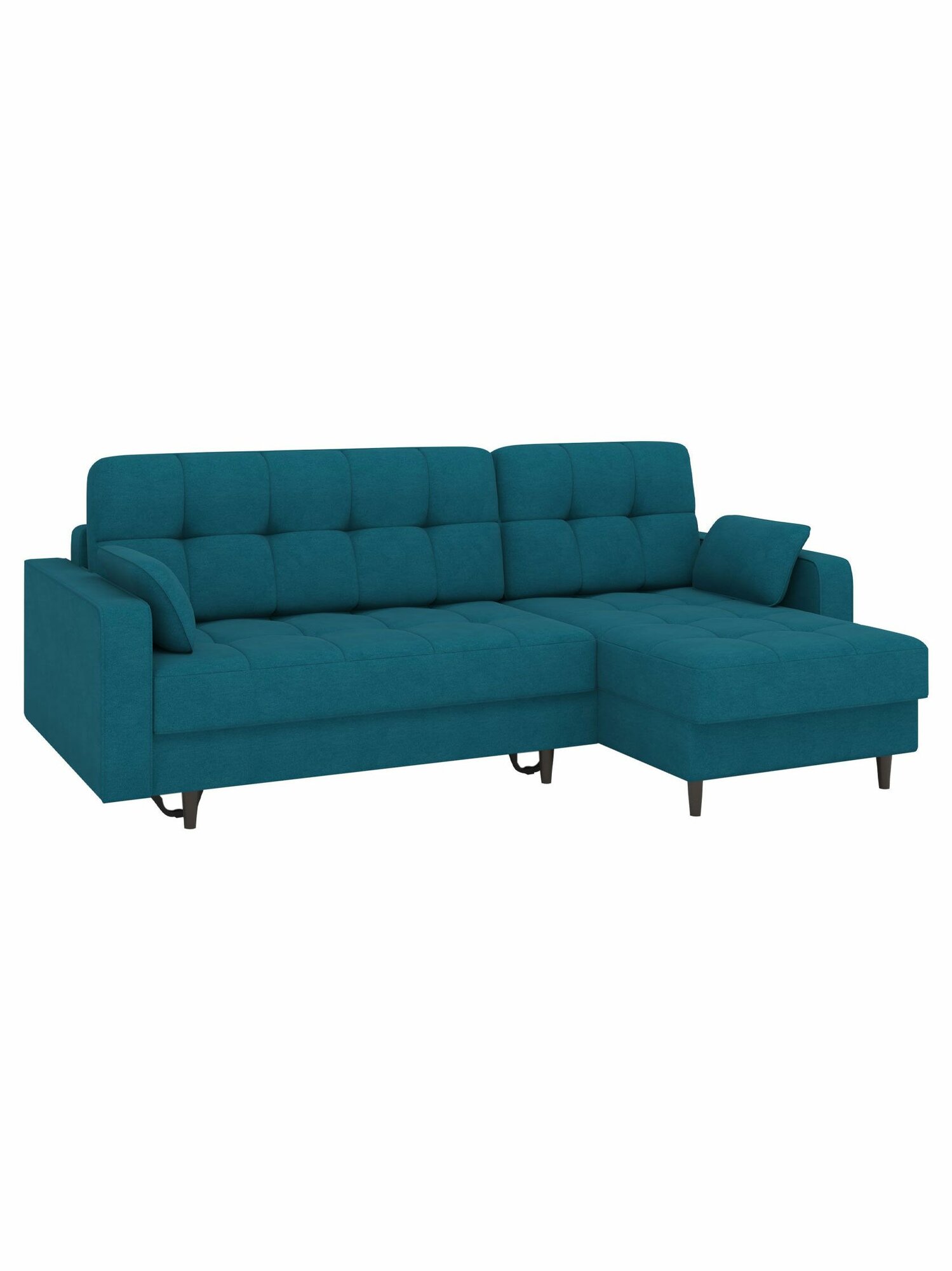 Диван кровать угловой Палермо независимый пружинный блок, раскладной, тик-так, с ящиком для хранения, со съемными подушками, 152х207 см спальное место, Аквамарин, шенилл