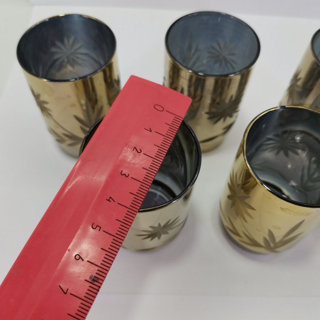 Набор стопок, 6 штук, стекло, напыление. СССР