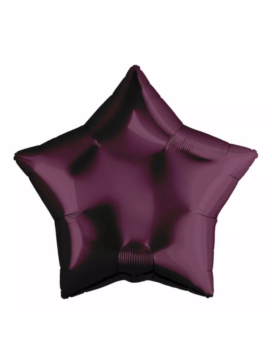 Звезда Темная вишня в упаковке, фольгированный шар (9"/23 см ) 5 шт. / AGURA, Россия