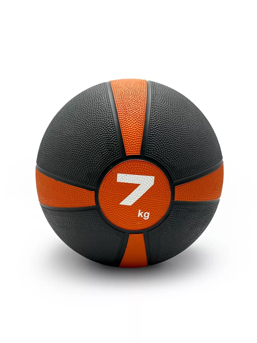 Медбол UNIX Fit про 7 кг для рук, утяжеленный мяч для фитнеса и кроссфита, медицинбол, оранжевый