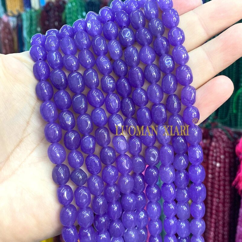 LUOMAN XIARI Бусины из халцедона 32-34 шт Фиолетовый, 8x10mm 32-34pcs, purple