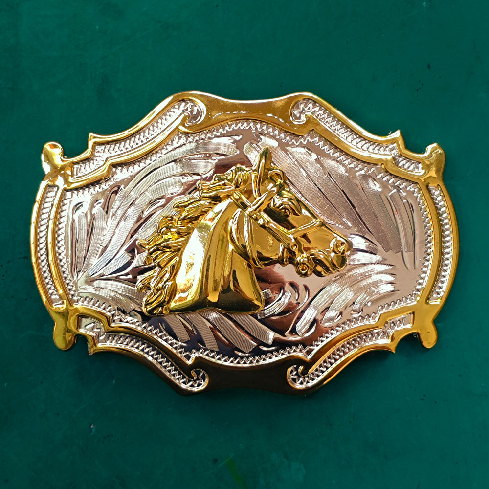 Пряжка (бляха) для ремня 40 мм с золотая лошадиная голова бляха армейская на ремень мужской
