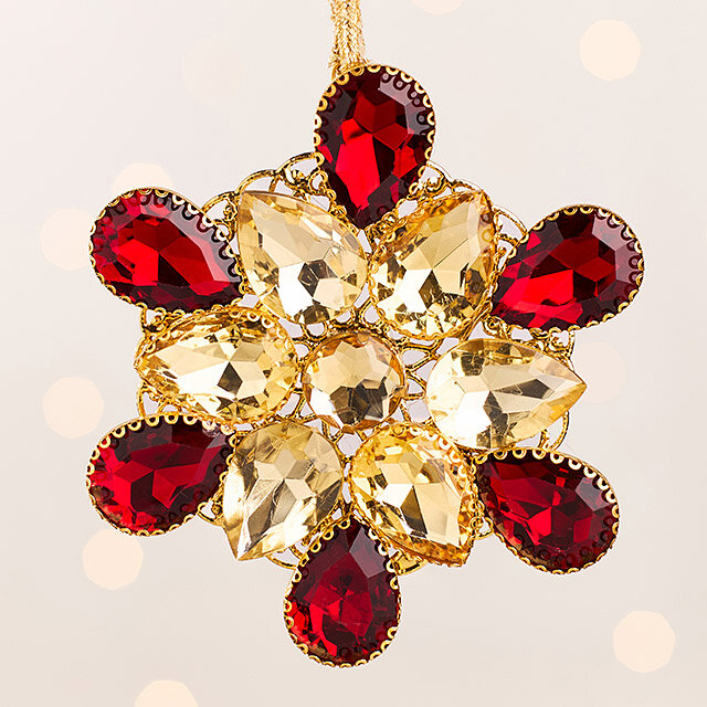 Елочная игрушка Снежинка Grandavio 10 см красная, подвеска, Edelman, 1146850