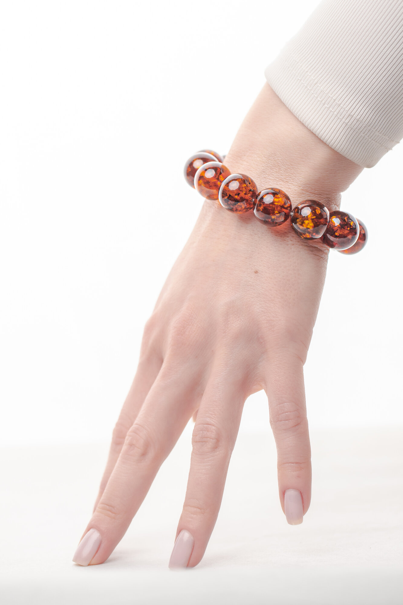 Эластичный браслет, янтарь прессованный, янтарь