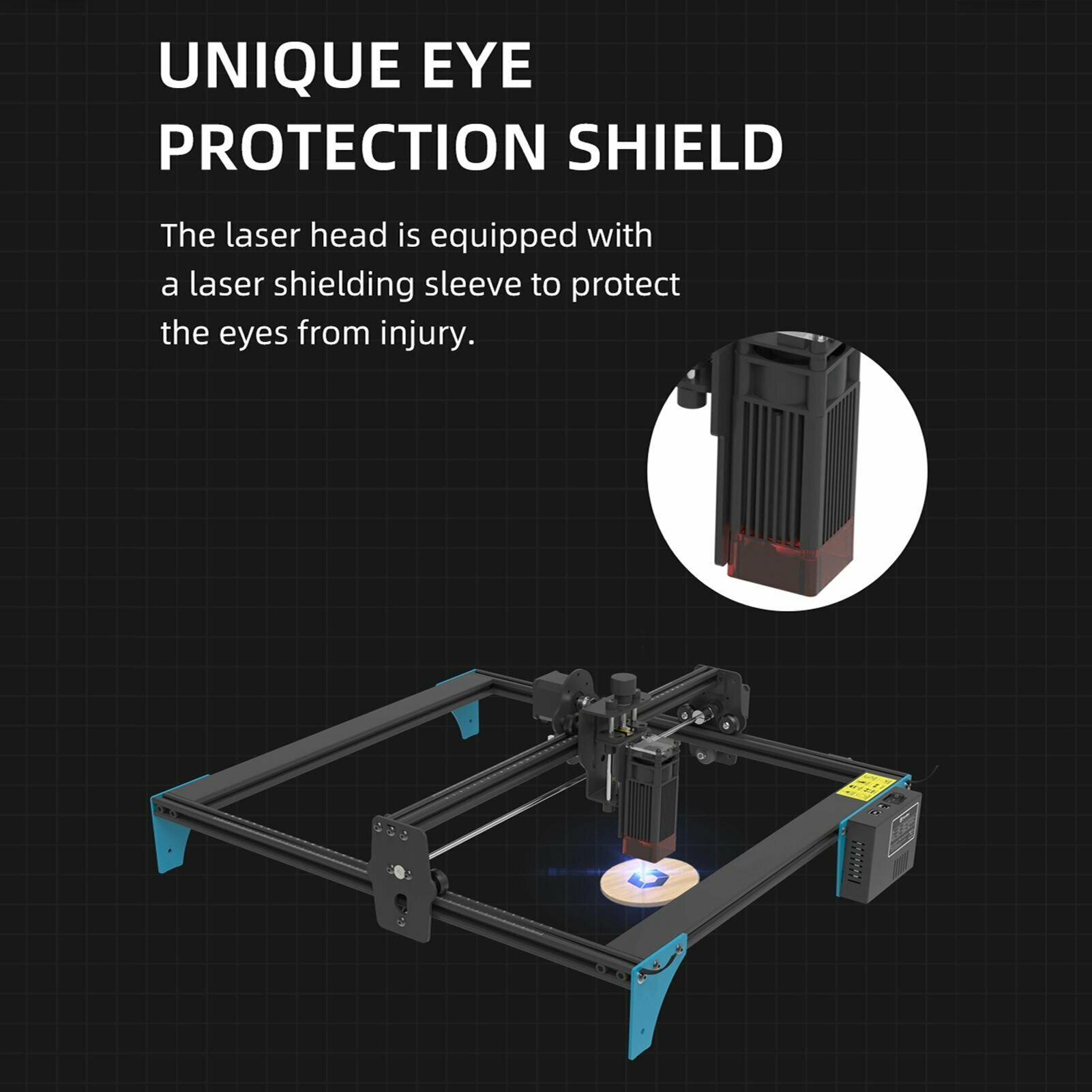LC400 PRO 50W Лазерный гравер, фиксированный фокус, площадь гравировки 400x400мм, точность 0.01мм, совместимость с Windows и MacOS