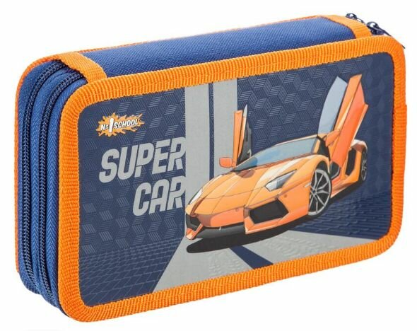 Пенал двухсекционный Комус Класс Super car, цвет синий