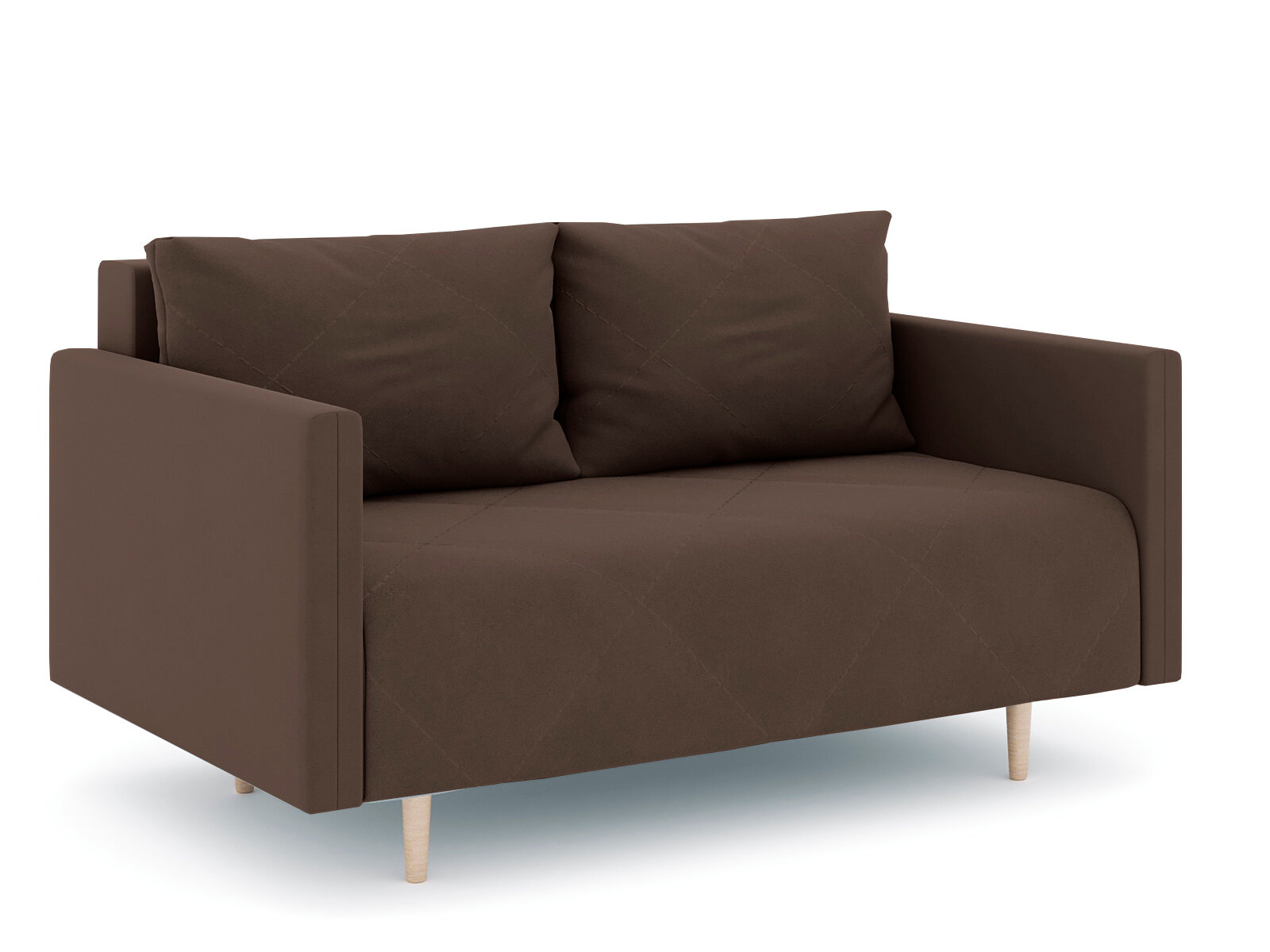 Диван прямой DiHall Мили Мини 2, велюр, 2-местный, коричневый, с подлокотниками