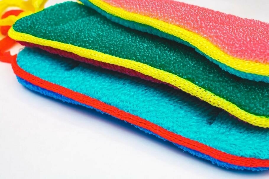 Мочалка "BEST", двусторонняя, комбинированная, с ручкой, 34x13 см