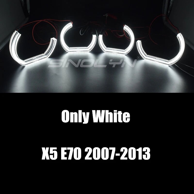 Ксеноновые лампы Sinolyn Angel Eyes DTM, светодиодные тюнинсветодиодный вые лампы для BMW X5 E70/E53, поворотный сигнал, модернизация White 2