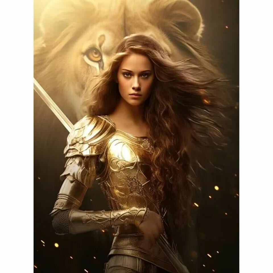 Алмазная картина "Женщина-Лев" алмазная огранка 40х50 см,40X50CM, белый