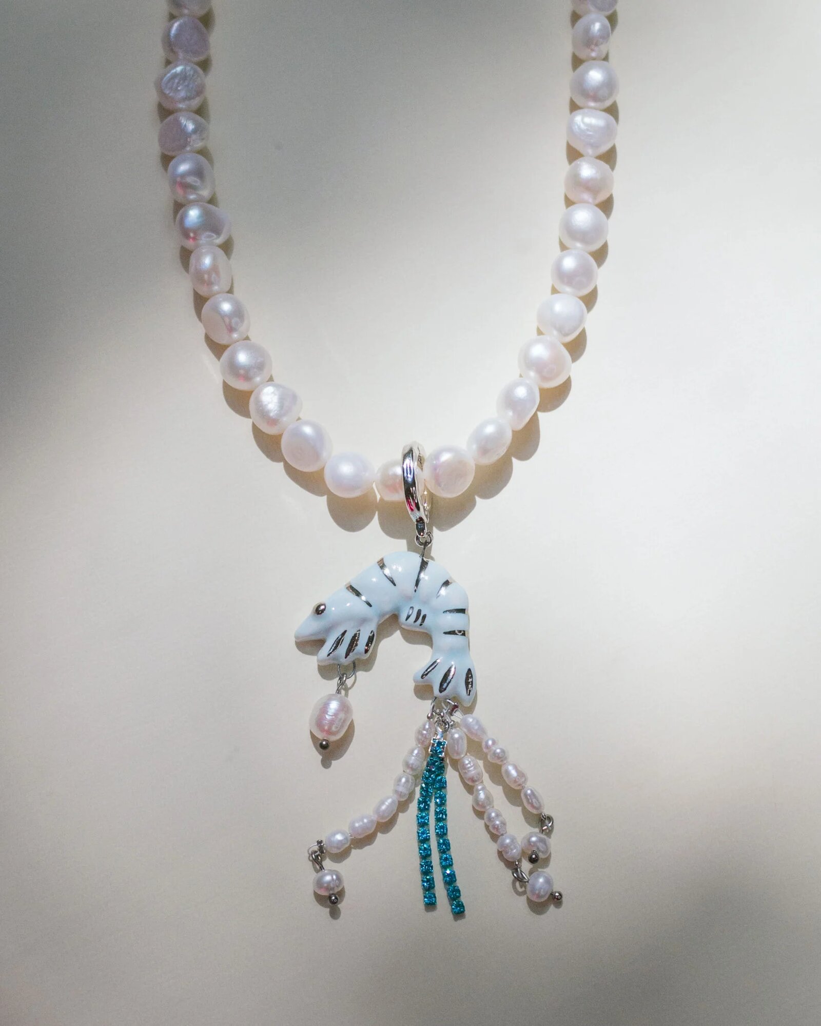 Колье, жемчуг Swarovski синтетический, керамика