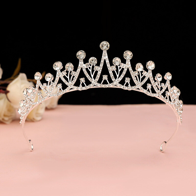 Корона свадебная, для взрослых, серебристая, с бриллиантами