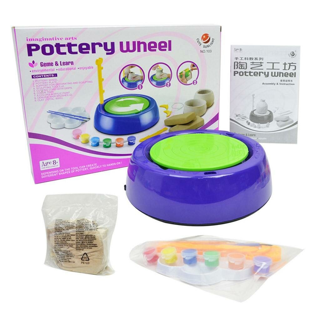Детский милый электрический керамический гончарный круг с наборами для лепки из глины, устройство для пигментации своими руками, подарок детям