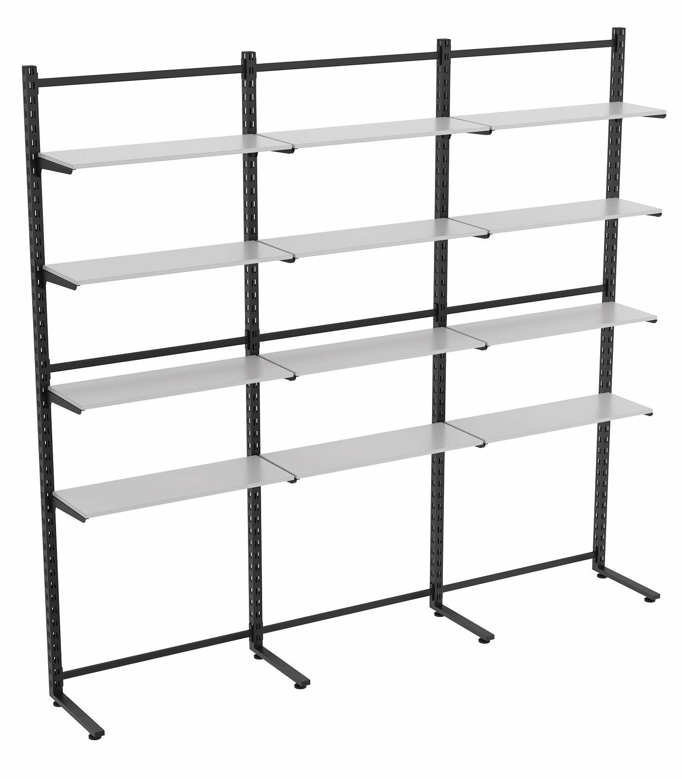 Пристенная система с 12-ю полками ДСП для одежды лофт №12 (2700-2400мм), Cерый