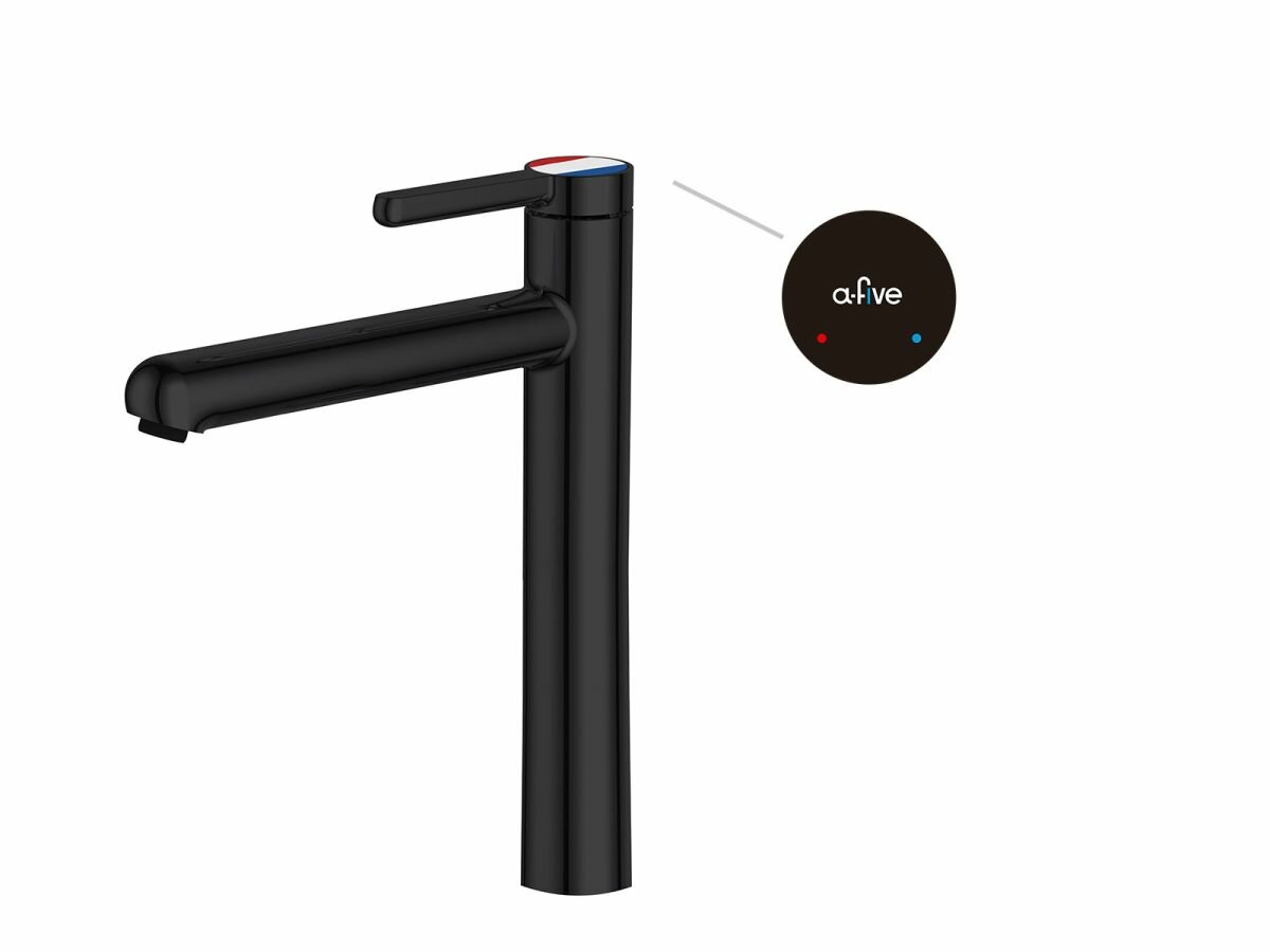 Смеситель для умывальника (Lt) D35, серия Lotus черный, a-five (Монолитный излив) (А5-0620)