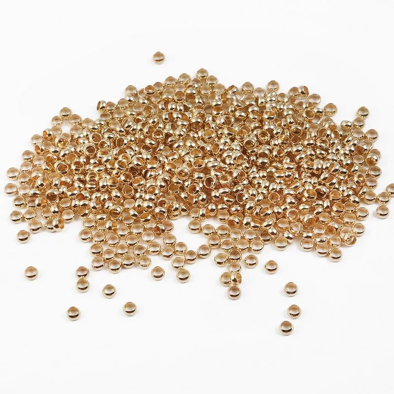Медные, золотистые, серебристые шарики-стопперы Hua Ming Ce для ювелирных изделий 2mm 500pcs, KC Gold