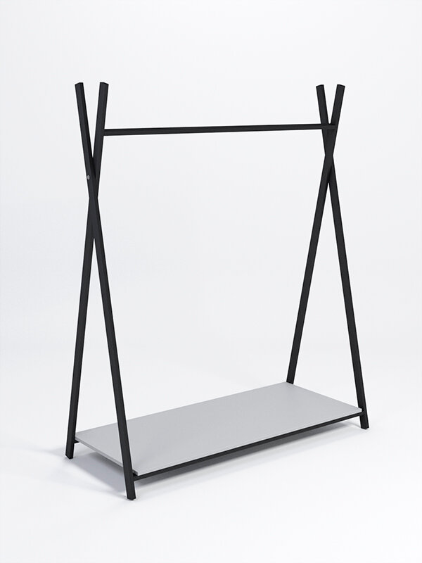 Напольное вешало "Стронг" №12Х в стиле лофт, Серый, металлический каркас черный