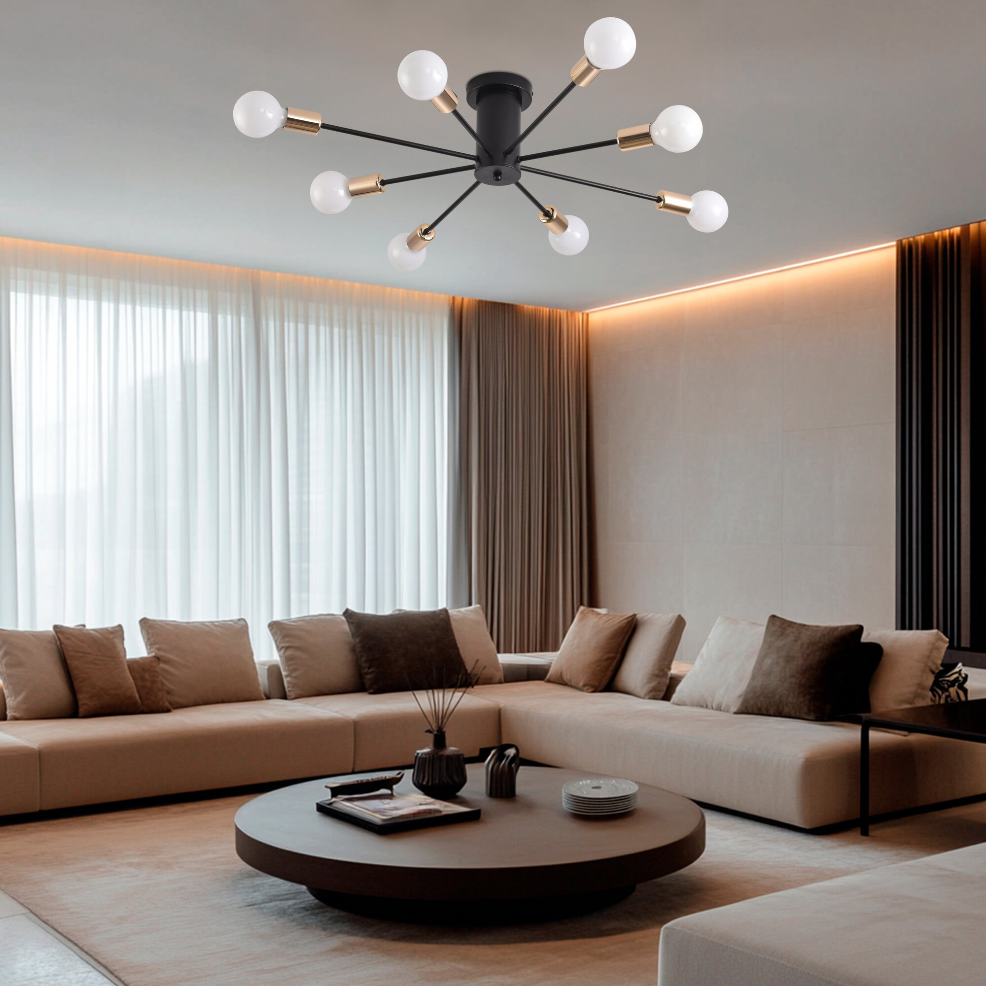 Люстра потолочная Балтийский Светлячок в стиле лофт, 8 рожков, Е27