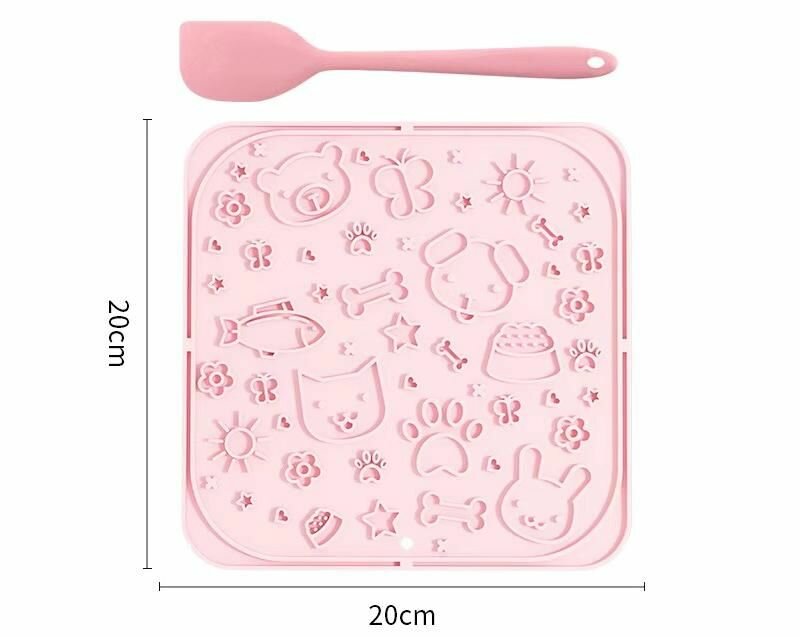 Миска для медленного кормления, Лизательный коврик для собак и кошек 20х20 см, скребок + коврик для приготовления