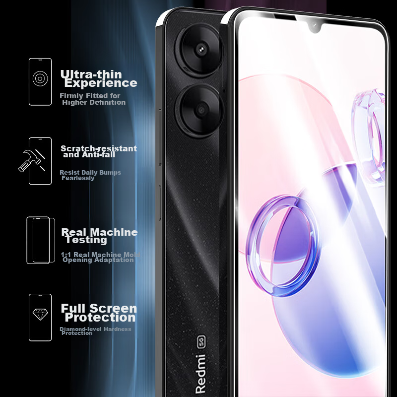 ESCASE [Case And Screen Protector Set] Redmi 13C Phone Case, Xiaomi Redmi 13C Protective Cover with Tempered Glass, Full Protection Anti-Drop Series, Soft Case/Transparent