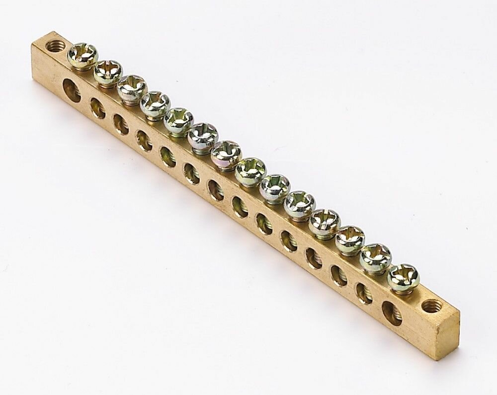 DEKraft ШН-102 Шина нулевая 14 групп/крепеж по краям, сеч. 6x9 мм, 100А, 32004DEK