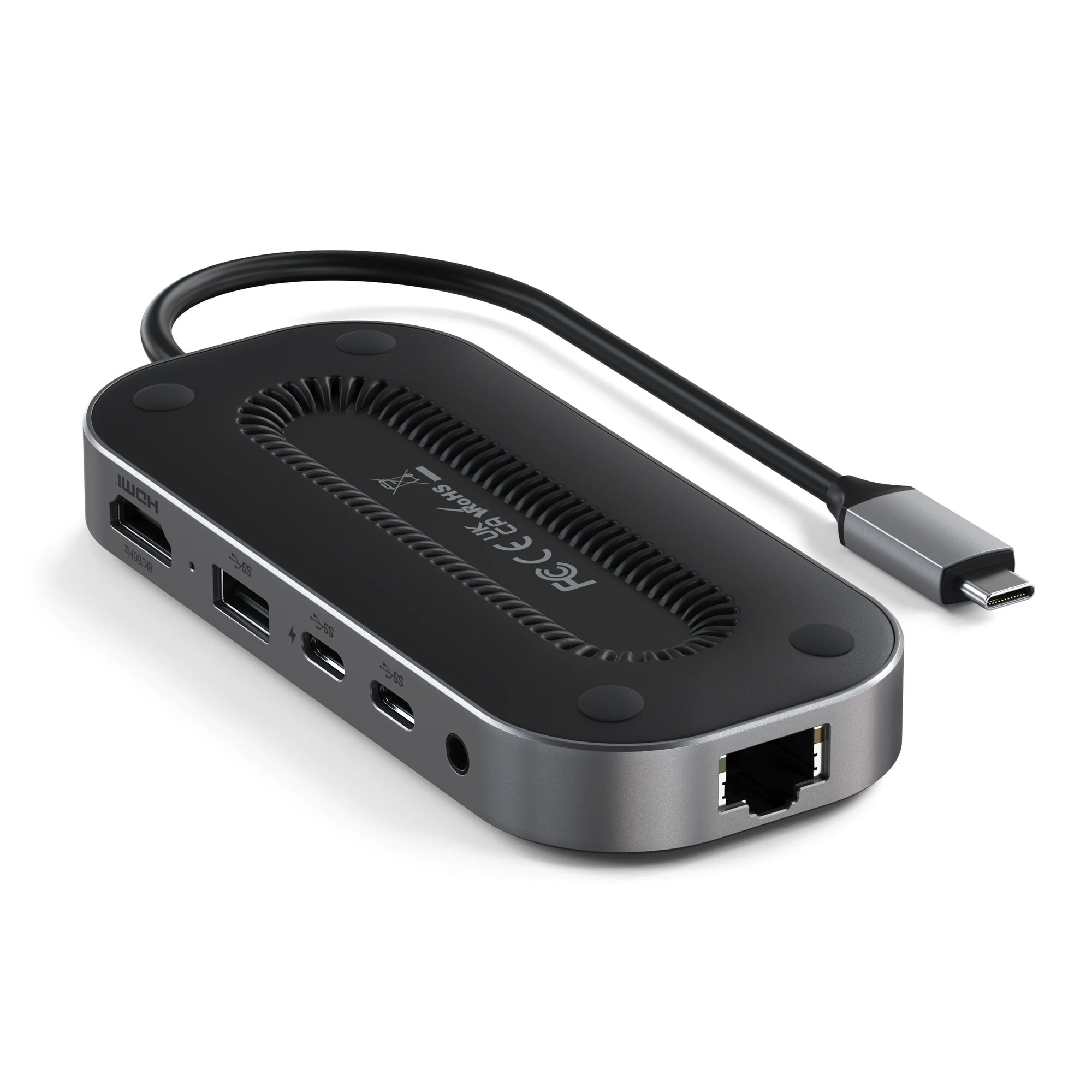 Хаб Satechi USB-C - HDMI2.1 - USB-A 3.2, USB-C 3.2, RJ45, AudioJack цвета Серый Космос (ST-U4MGEM)